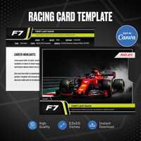 Racing Card Canva Template, Personalized DIY Motorsport Card, Create ...