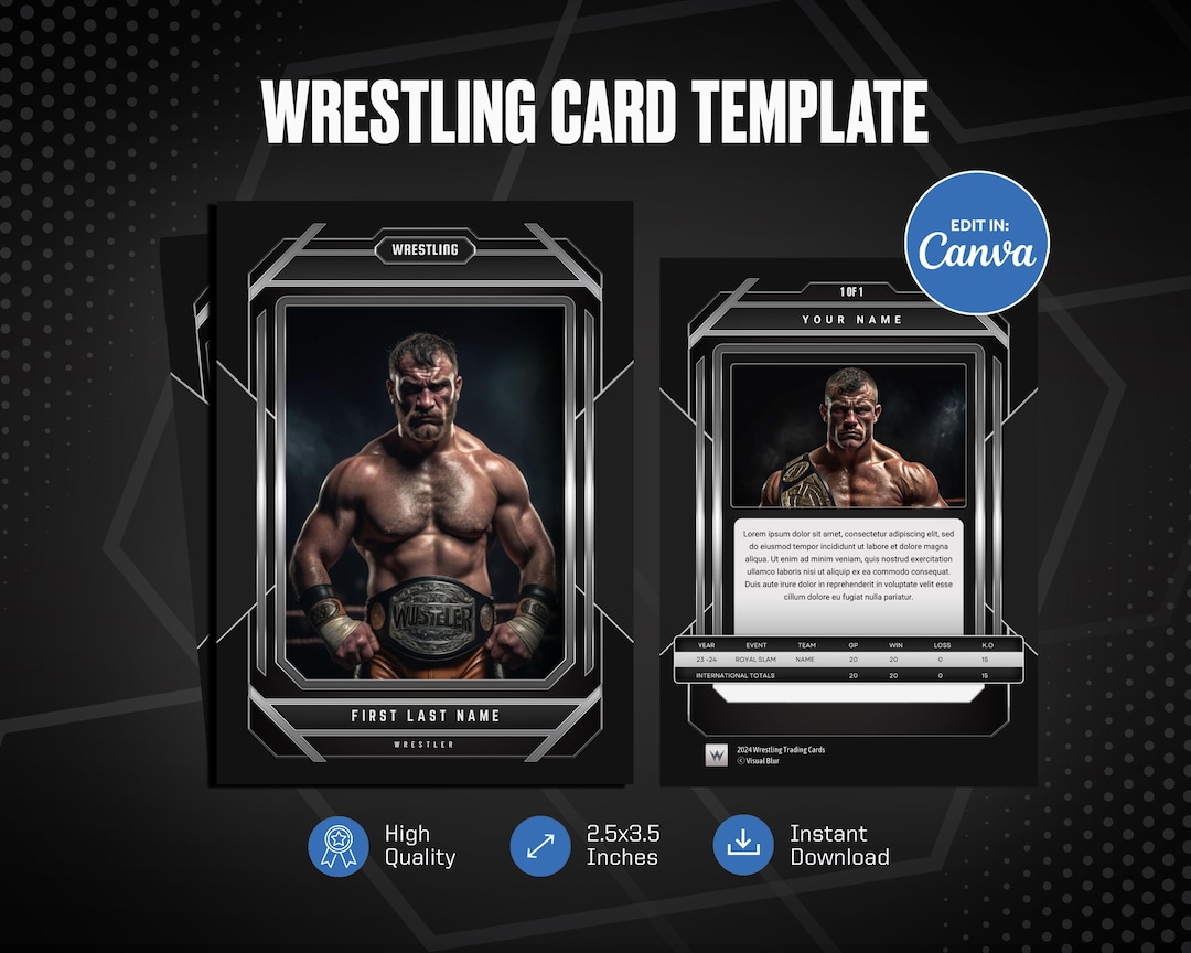Wrestling Trading Card Canva Template, Create Your Own Customizable ...