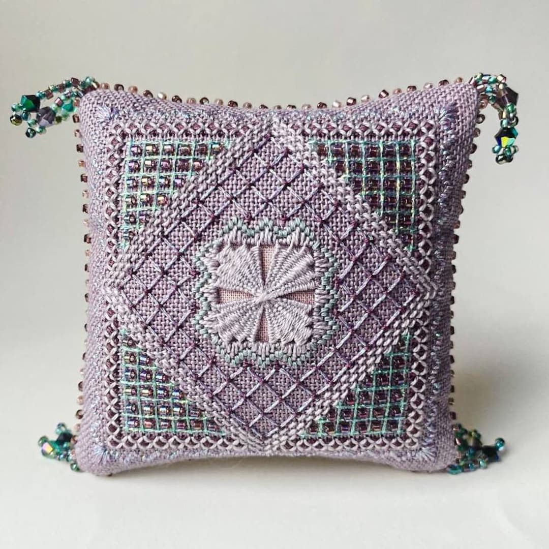 Pincushion PDF Pattern Lavender Fantasy Needlework Chart With Hardanger ...