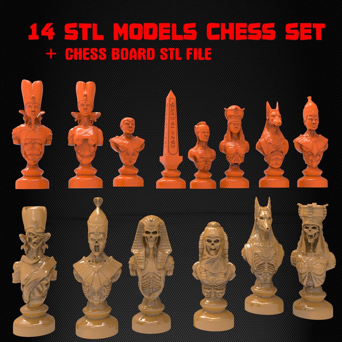 15 STL FILES Egypt Chess Set for 3D Printing,3d Print Stl, 3d Printer ...