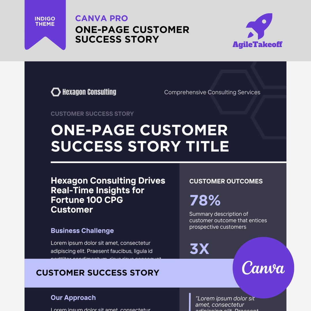 One-page Customer Success Story Digital Business Templates Startup ...
