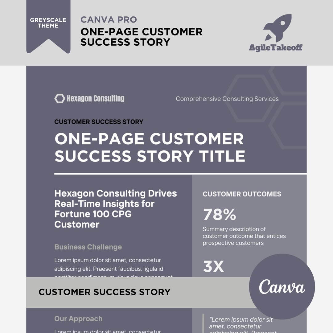 One-page Customer Success Story Digital Business Templates Startup ...