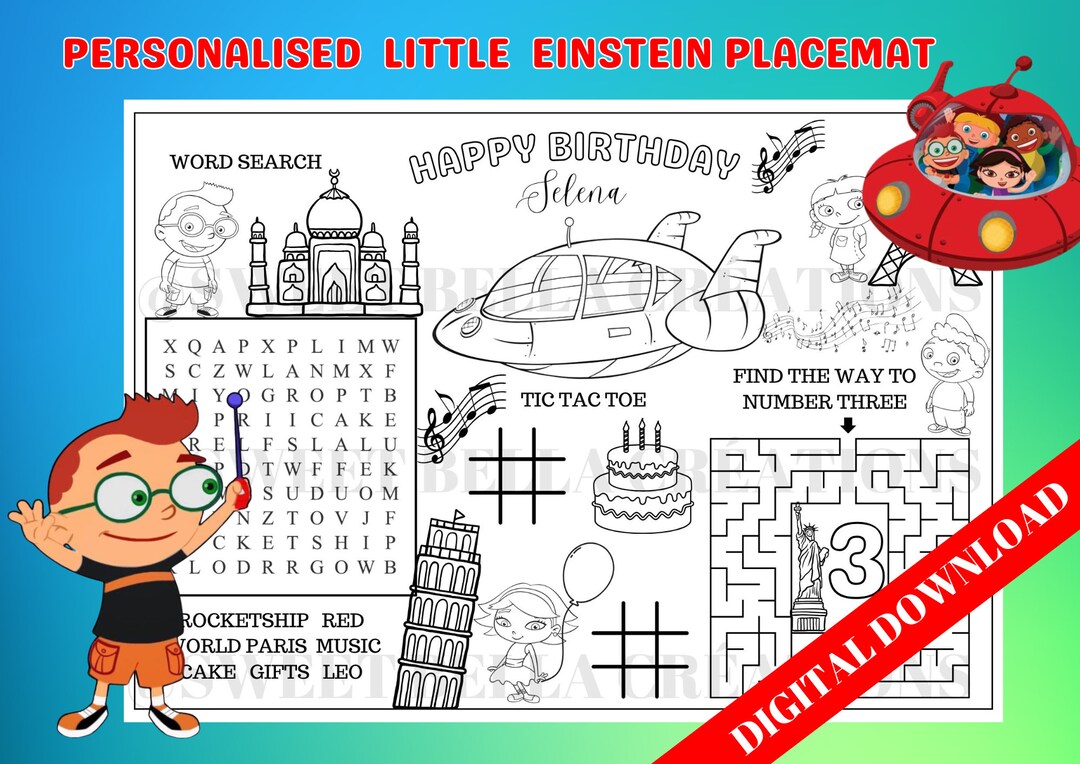 Little Einsteins Activity Placemat, Little Einsteins Birthday, Little ...