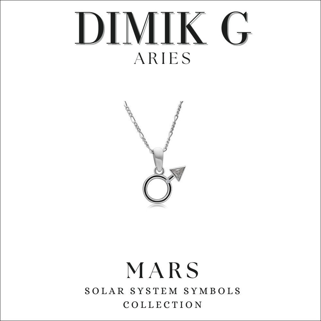 Mars Symbol Pendant – Sterling Silver, Cubic Zirconia, Aries Zodiac - Etsy