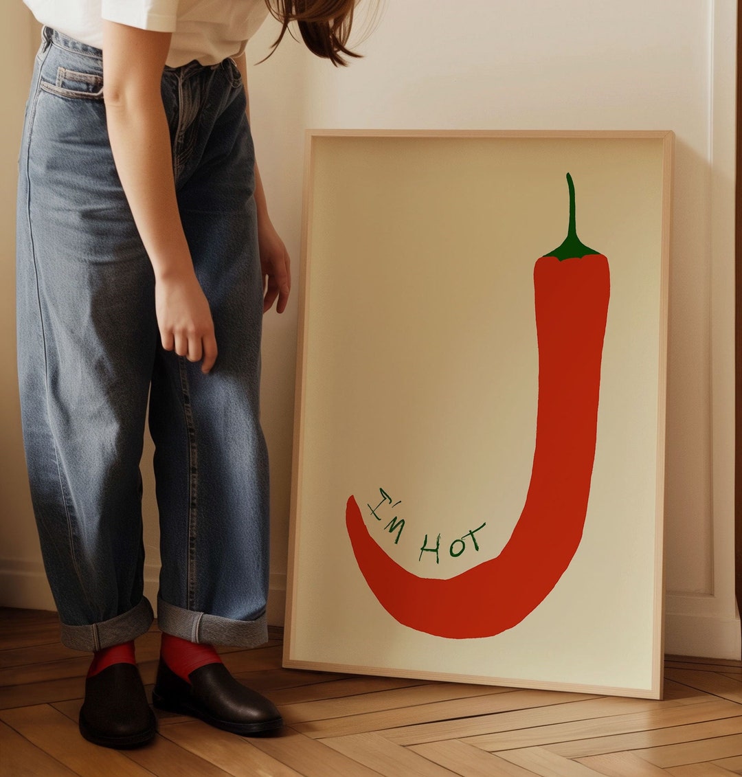 Chilli Art Print, Digital Download, Kitchen and Dining Wall Art, Funny ...