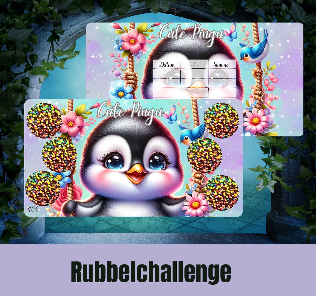 Scratch Challenge Cute Pingu/envelope Method/a6 - Etsy