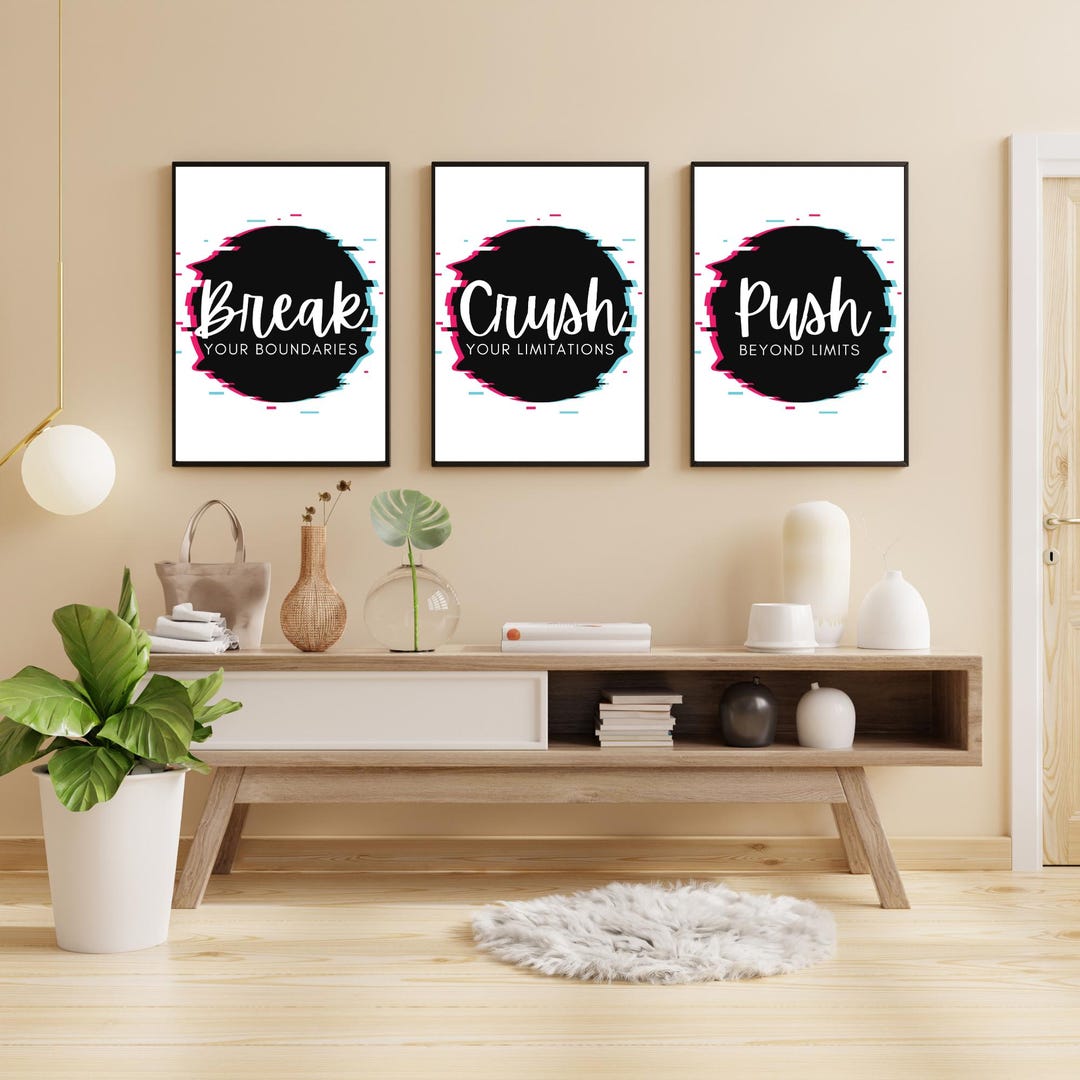 Break Crush Push Motivational Poster Wall Art, Inspirational Wall Art ...