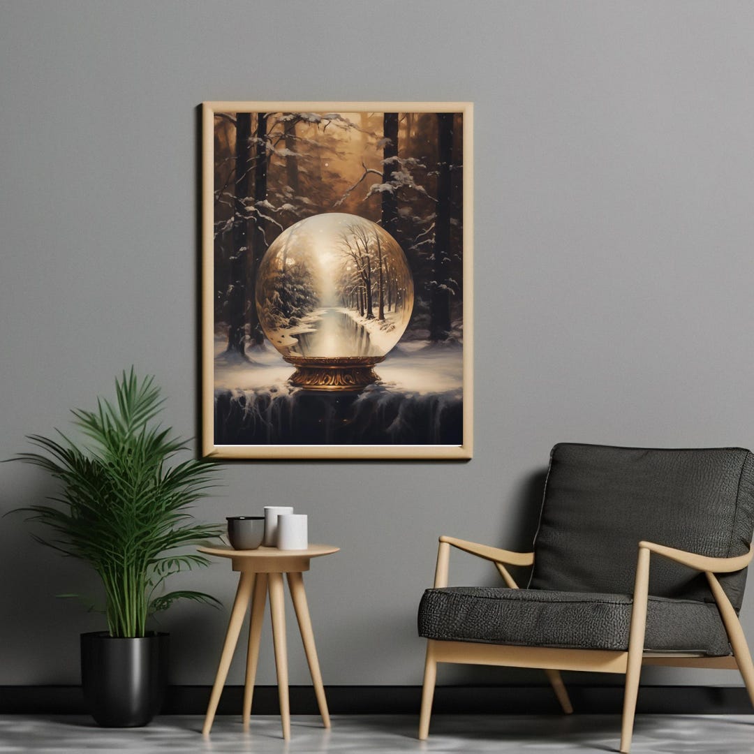 Vintage Crystal Ball Printable Wall Art, Vintage Crystal Ball in Winter ...