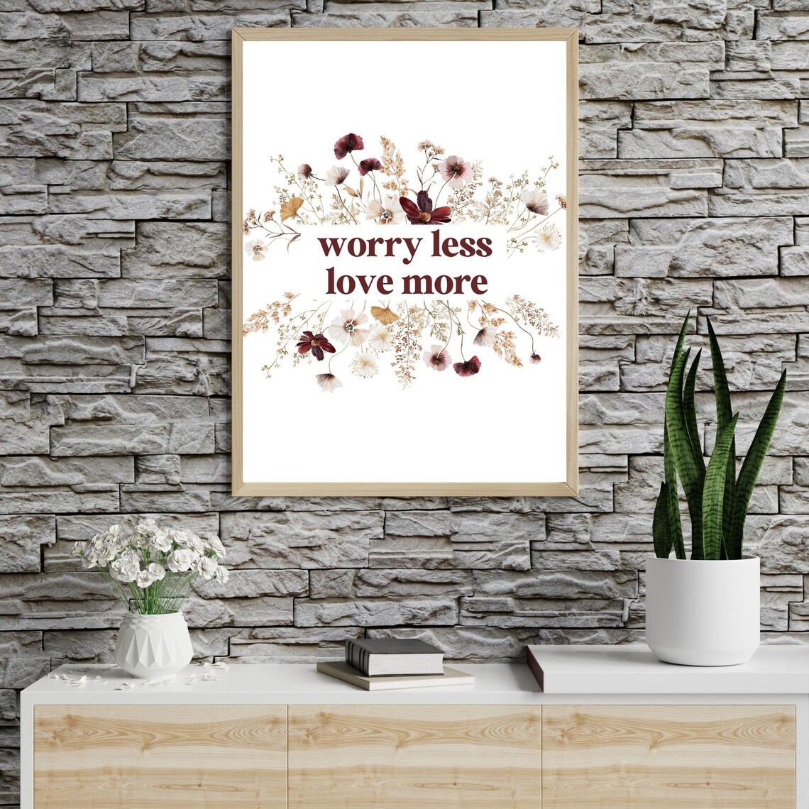 Mental Health Inspirational Wall Art, Worry Less Love More Wall Poster ...
