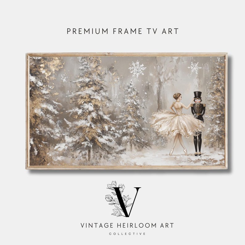 Vintage Christmas Ballerina Nutcracker Frame TV Art, Christmas Decor ...