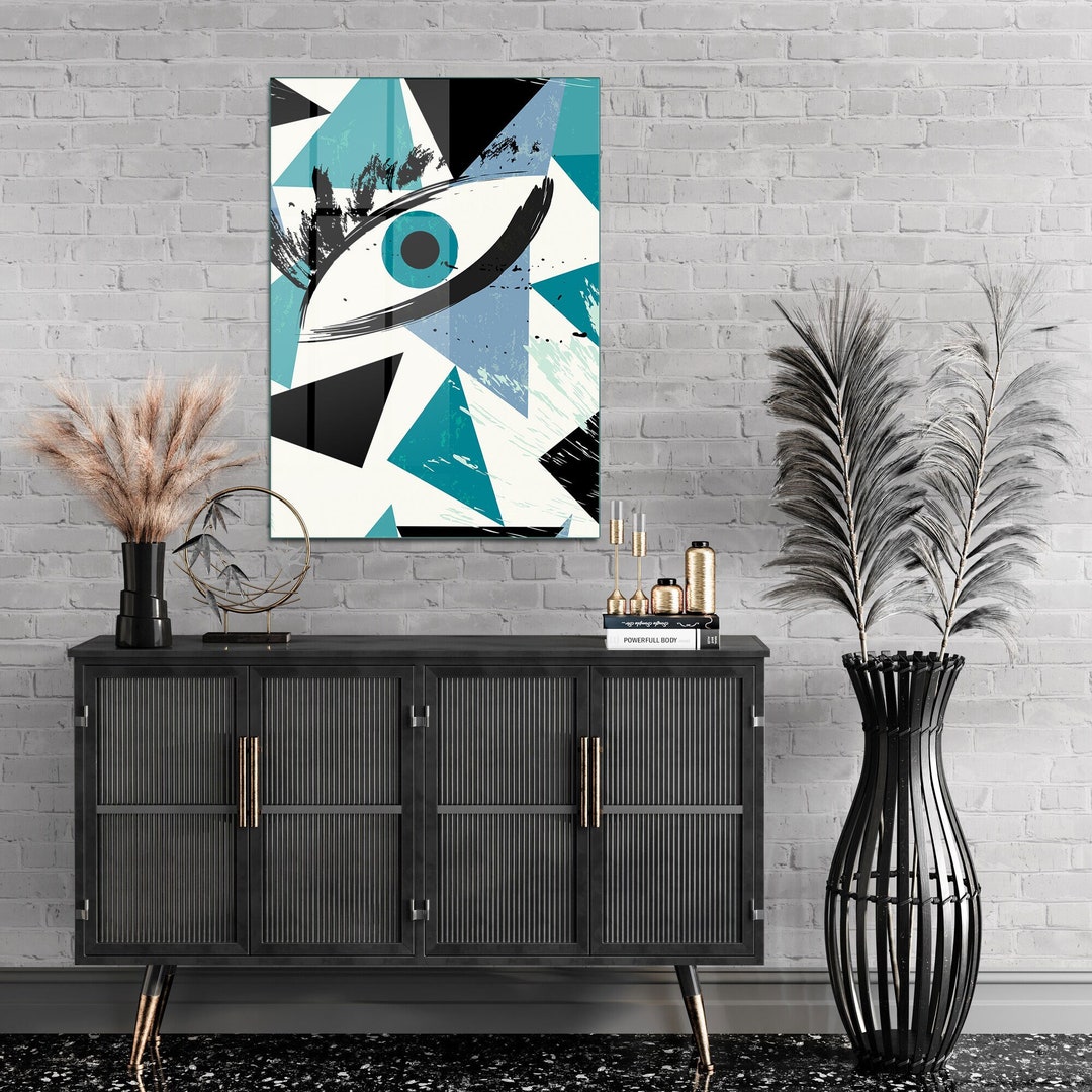 Glass Wall Art, Abstract Eye Wall Art, Tempered Glass Wall Art, Colored ...
