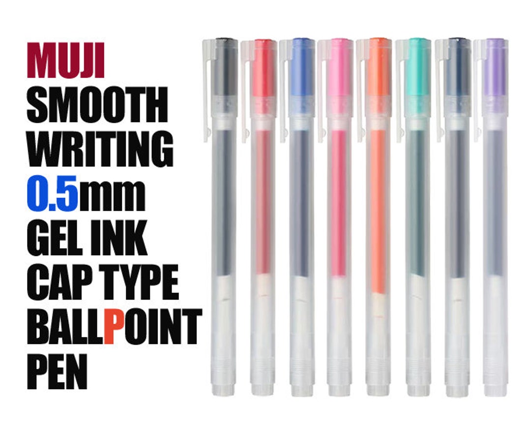 MUJI JAPAN Gel Ink Cap Type Ballpoint Pen 0.5mm, Smooth Writing, Choose ...