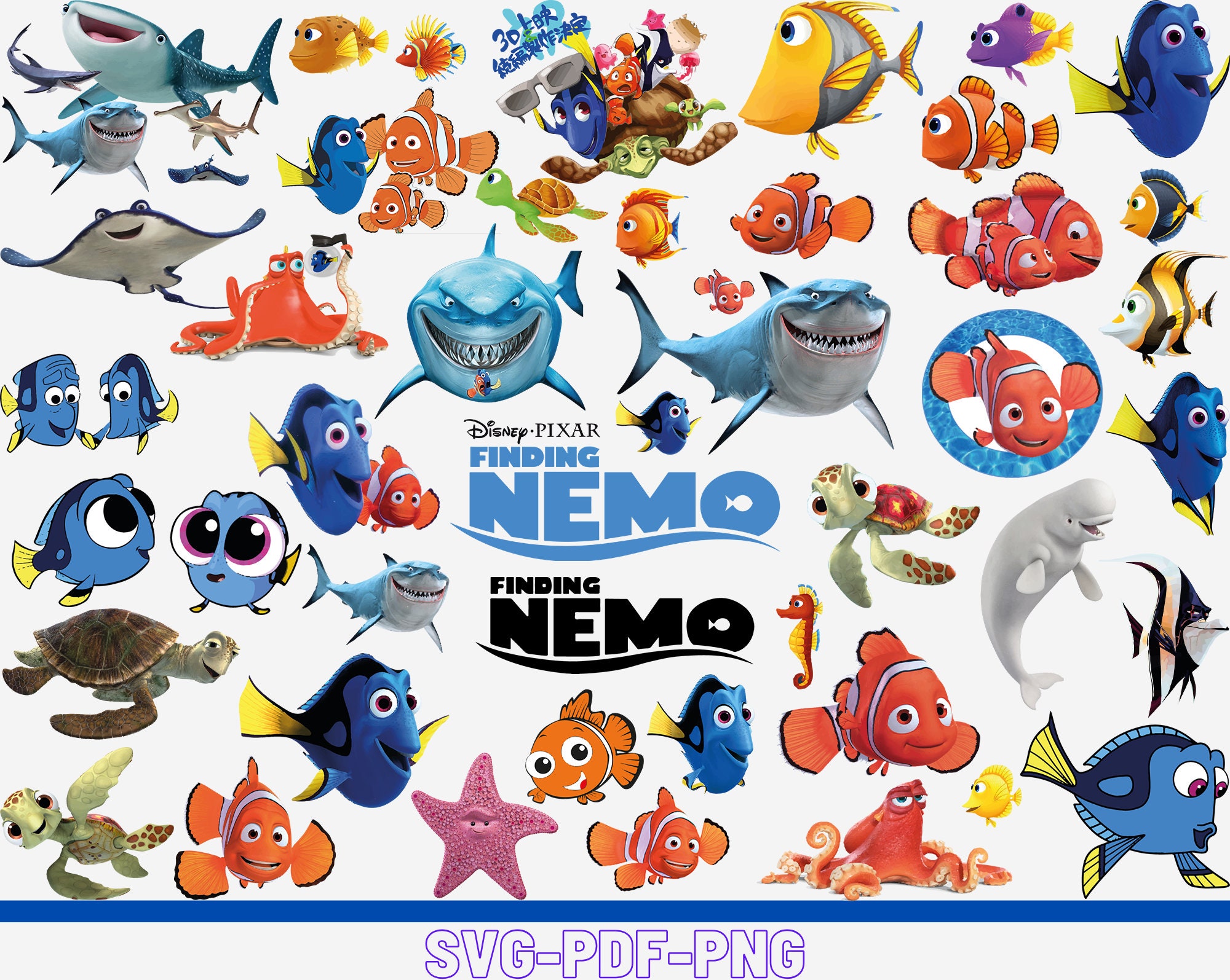 Nemo Layered Svg,png,pdf Nemo PNG, Dory SVG, Finding Nemo Clipart for ...