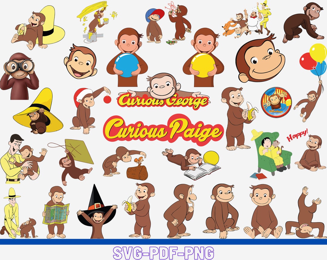 Curious George Svg,png,pdf Digital Download, Curious George Birthday ...