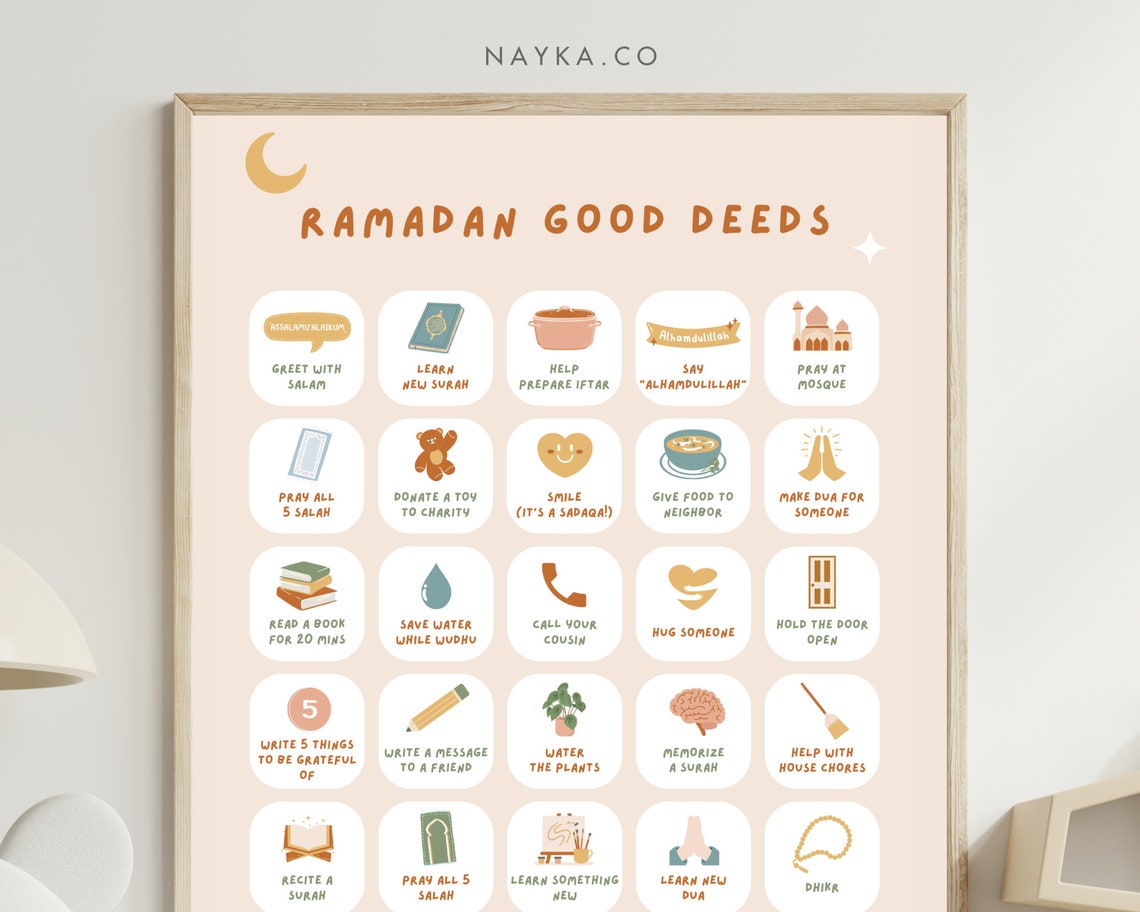 Ramadan Good Deeds Poster Printable Kids Boho Aesthetic | Canva ...