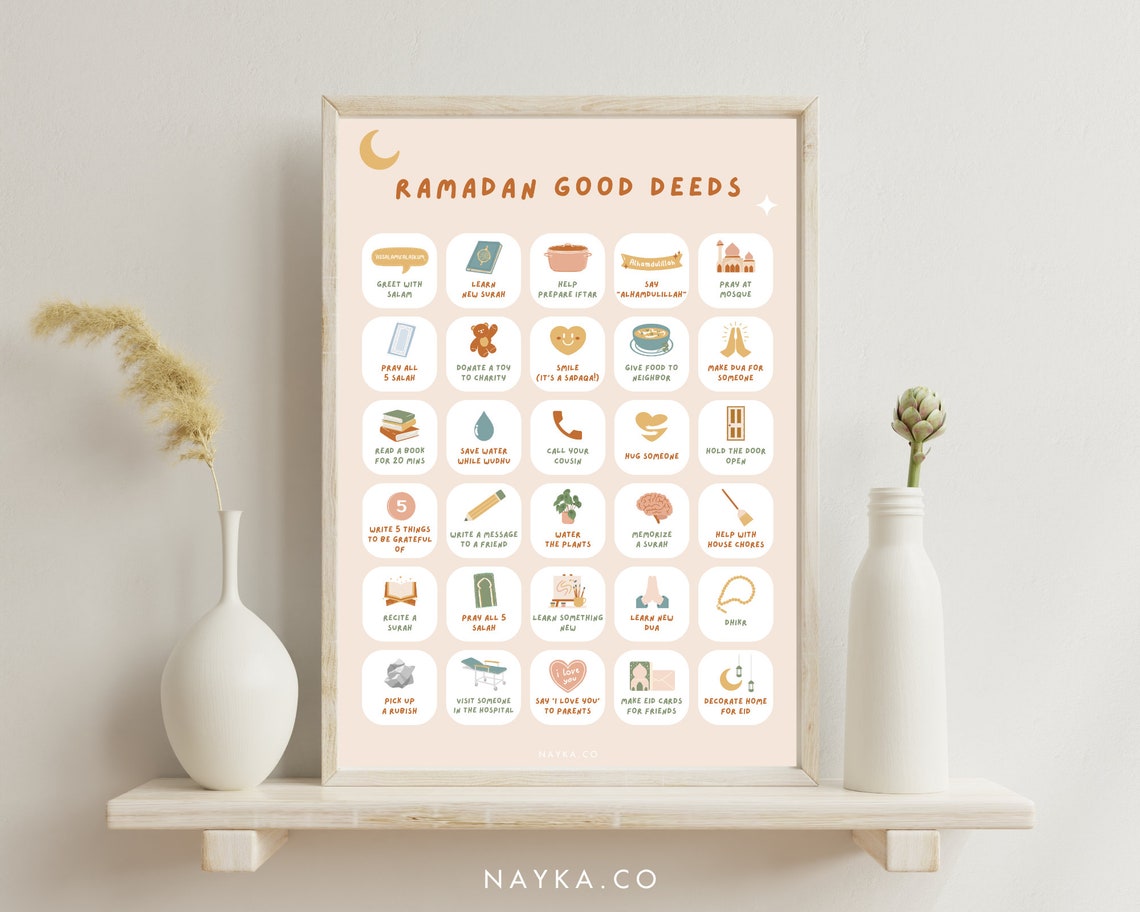 Ramadan Good Deeds Poster Printable Kids Boho Aesthetic | Canva ...