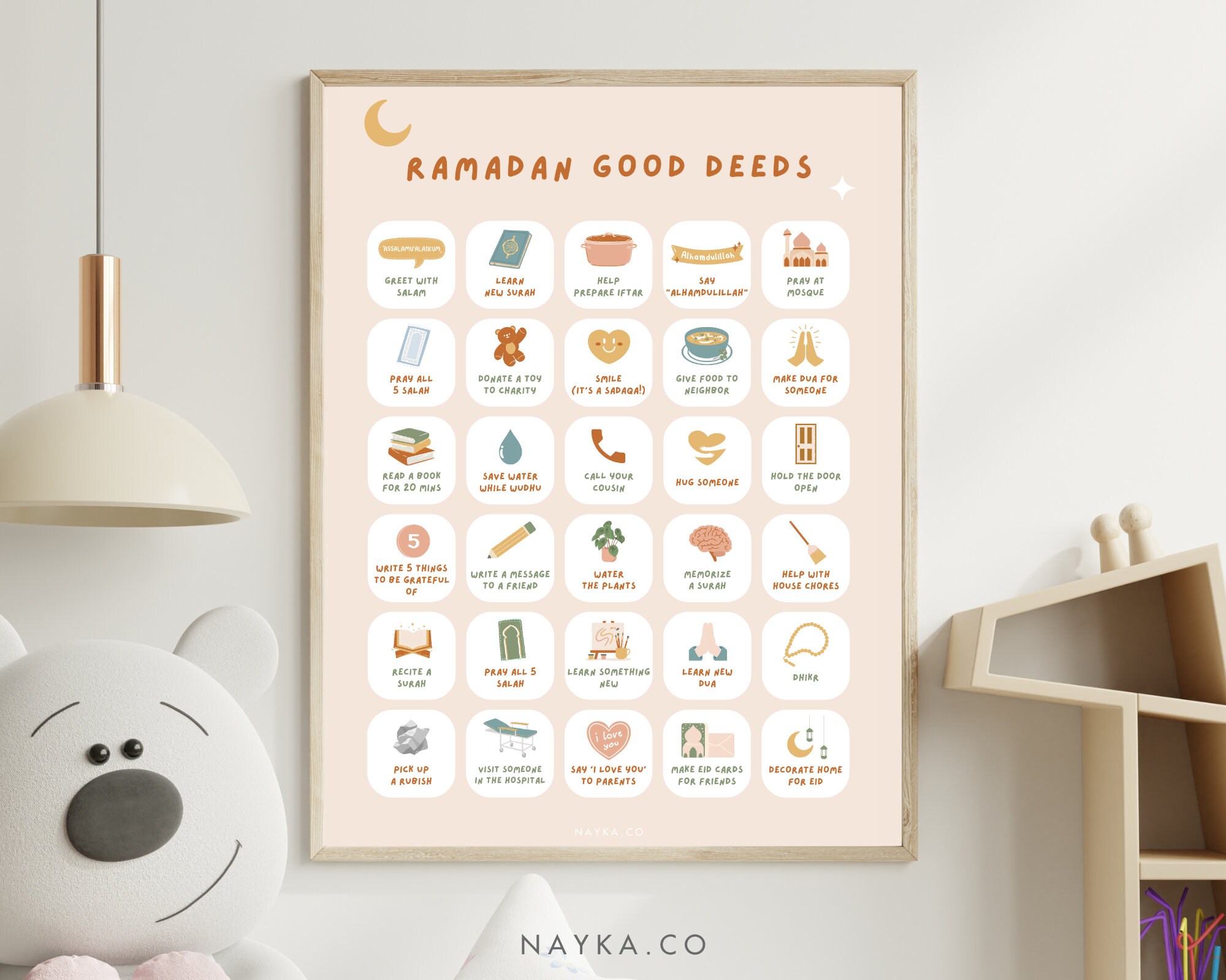 Ramadan Good Deeds Poster Printable Kids Boho Aesthetic | Canva ...