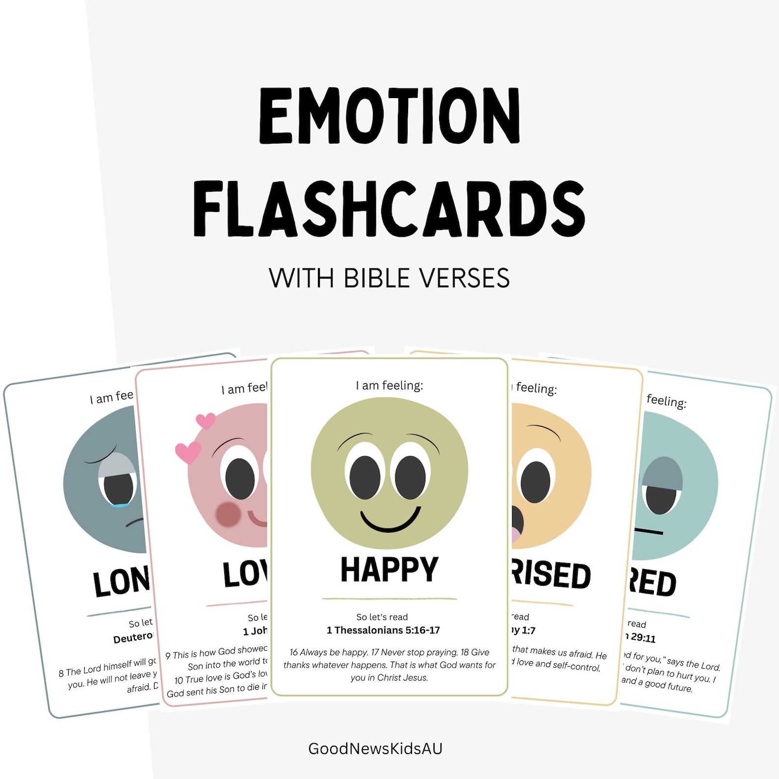 Emotion Flash Cards With Bible Verses, Emotion Faces, Emotions Clipart ...