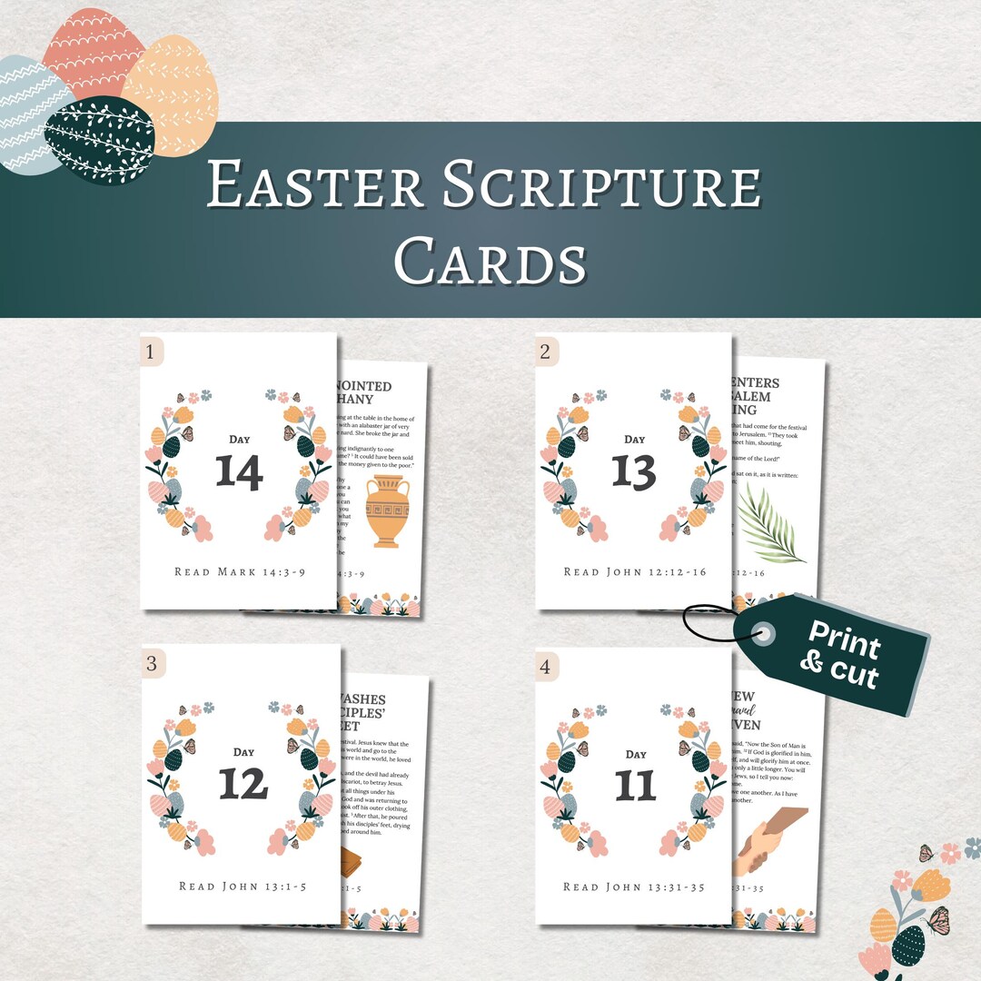 Easter Scripture Cards for Kids | Easter Advent | Countdown to Easter ...