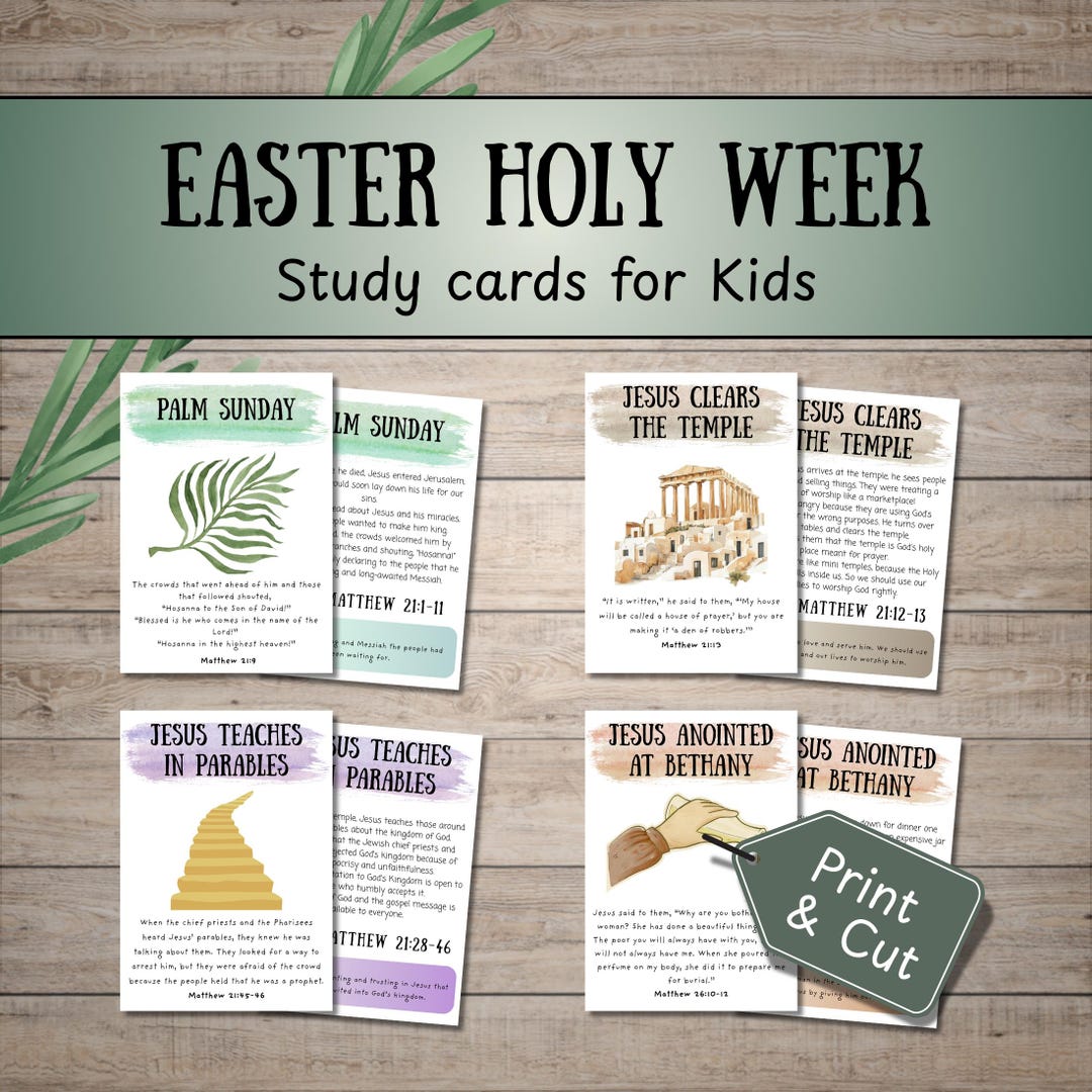 Easter Story Scripture Cards for Kids | Holy Week Countdown | Easter ...