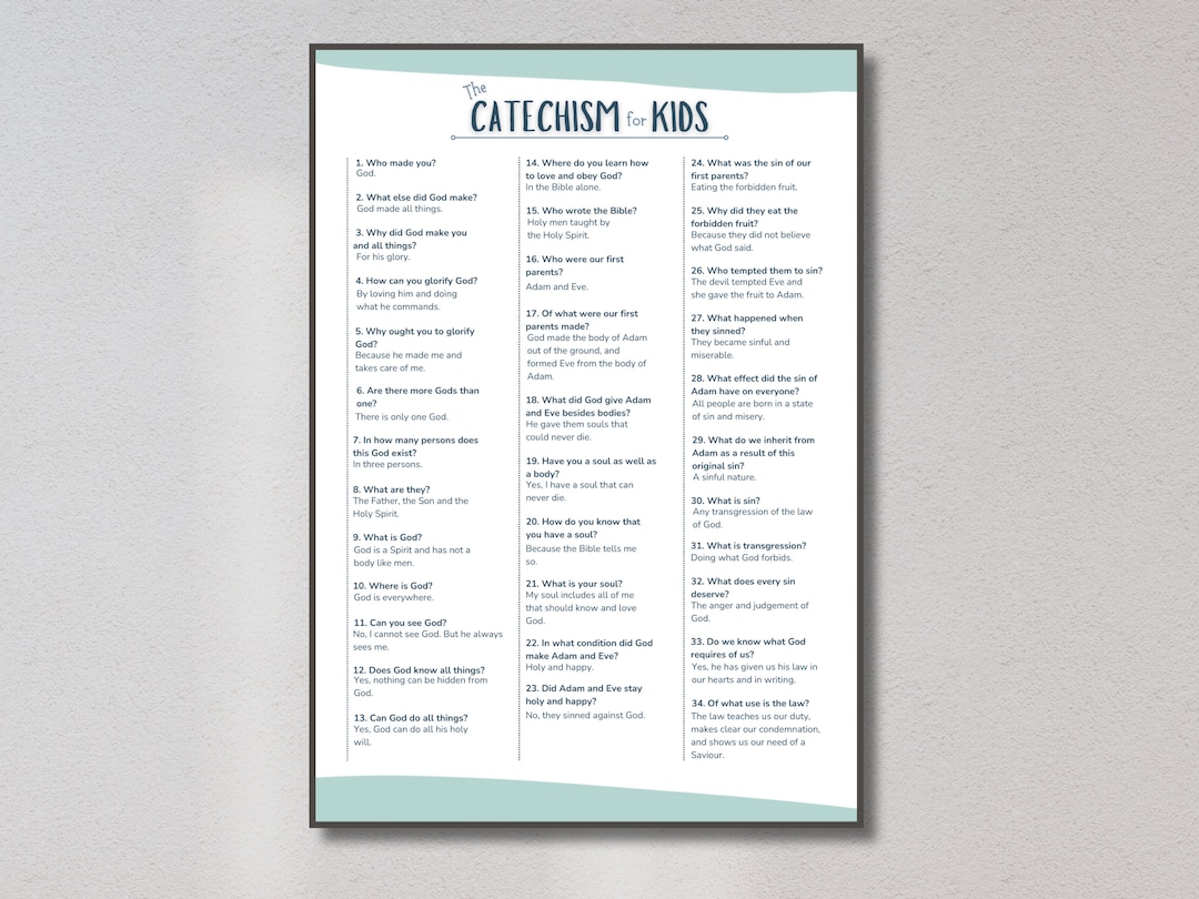Catechism for Children Poster, Christian Kids Wall Art, Westminster ...
