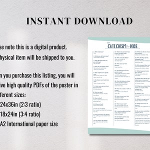 Catechism for Children Poster, Christian Kids Printable (digital ...
