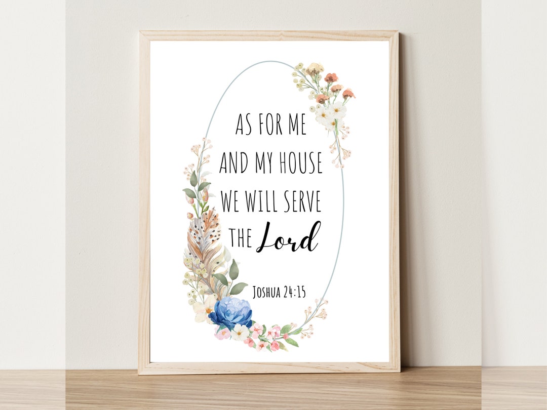 Floral Watercolor Bible Verse Wall Art | Christian Home Decor | as for ...