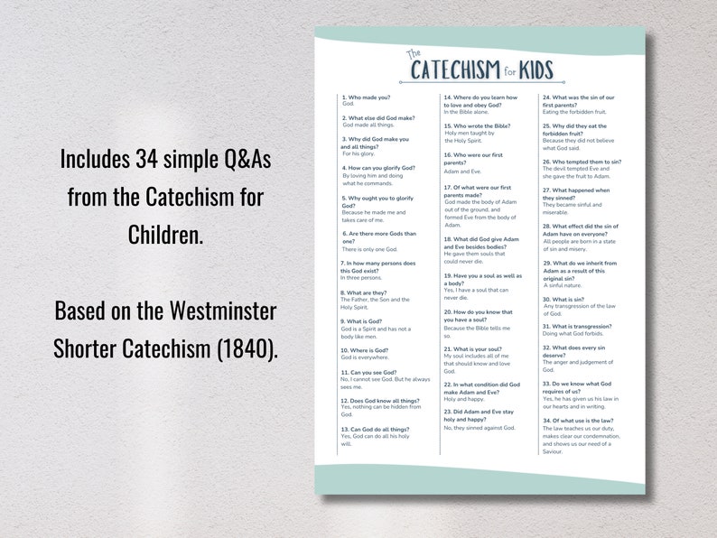 Catechism for Children Poster, Christian Kids Wall Art, Westminster ...