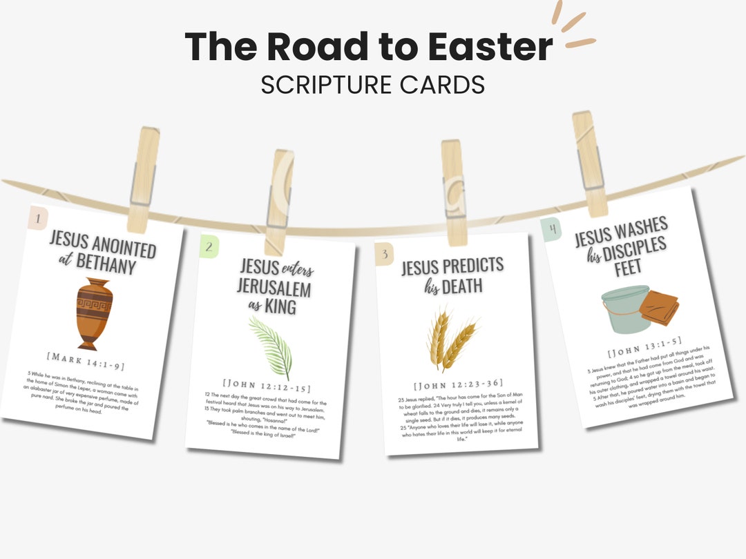 Easter Scripture Cards for Kids, Easter Story Cards, Easter Advent ...