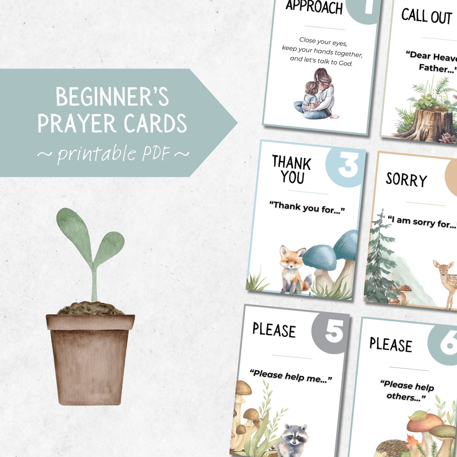 How to Pray Cards for Kids | Beginner Prayer Cards | Teach Little Ones ...