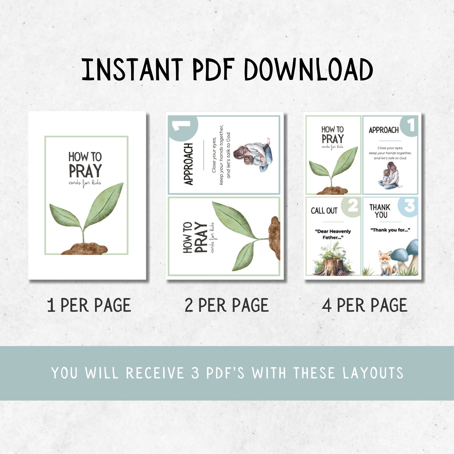 How to Pray Cards for Kids | Beginner Prayer Cards | Teach Little Ones ...