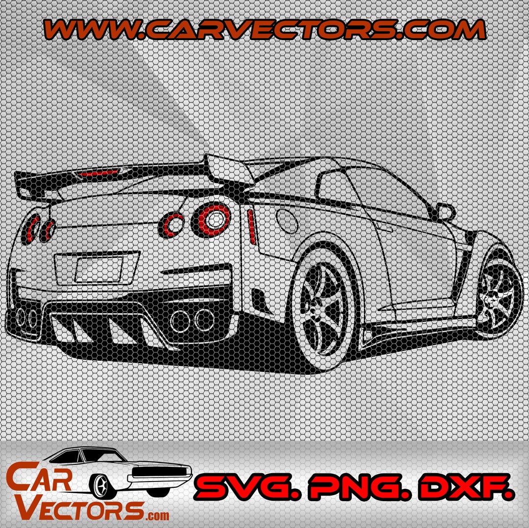 Nissan R35 Rear Side SVG, JDM Nissan Skyline R35 ,r35 Silhouette, R35 ...