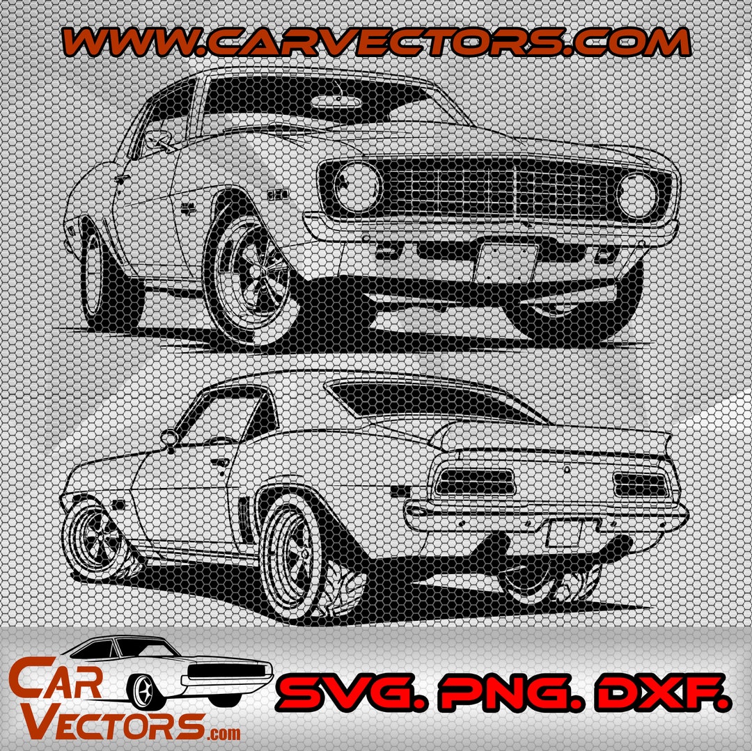 2x CAMARO SVG Chevrolet BUNDLE, Chevy Camaro 1968 Vector, Illustration ...