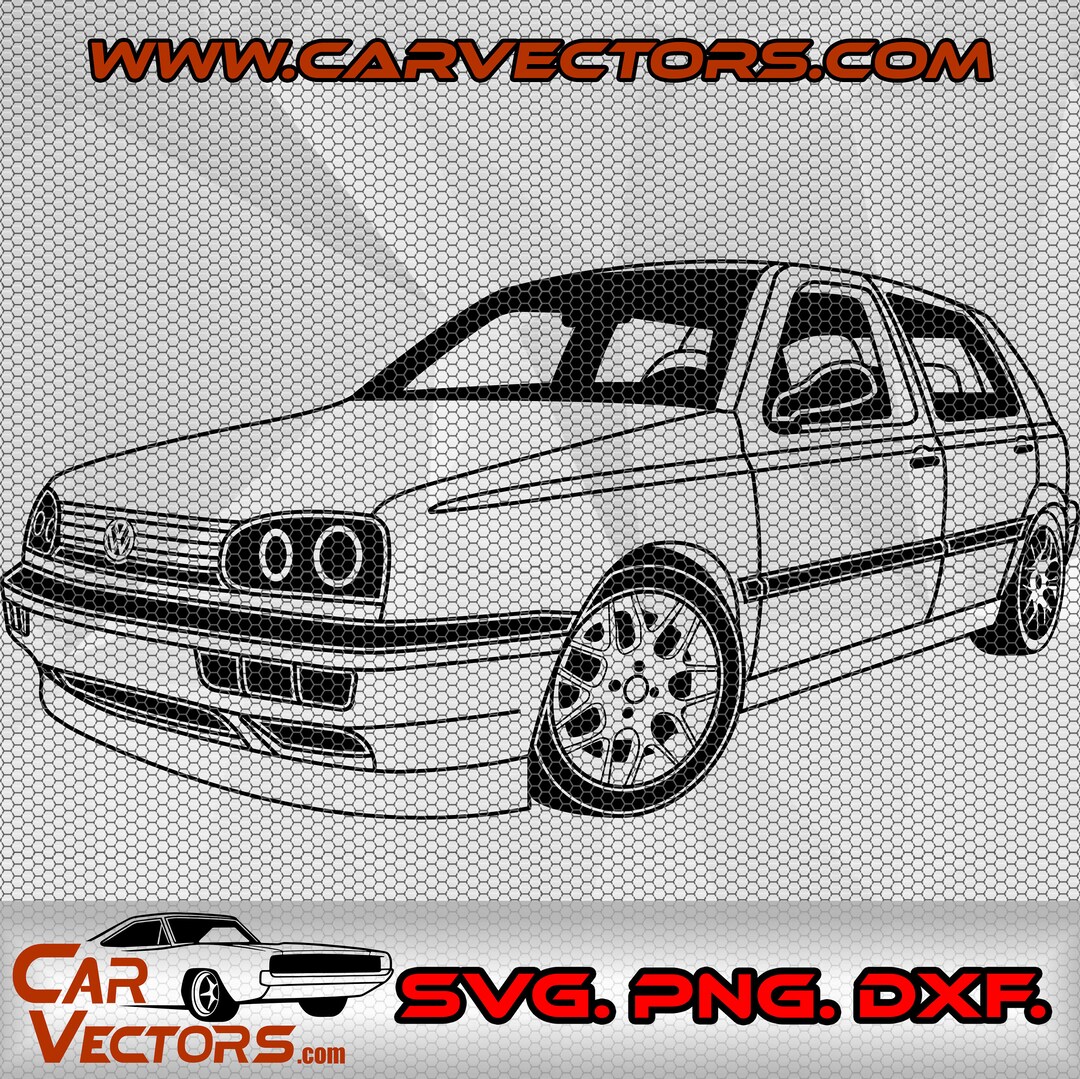 Volkswagen Golf III MK3 4-door Hatchback SVG, Vw Golf 3 Png, Volkswagen ...