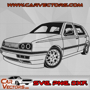 Volkswagen Golf III MK3 4-door Hatchback SVG, Vw Golf 3 Png, Volkswagen ...