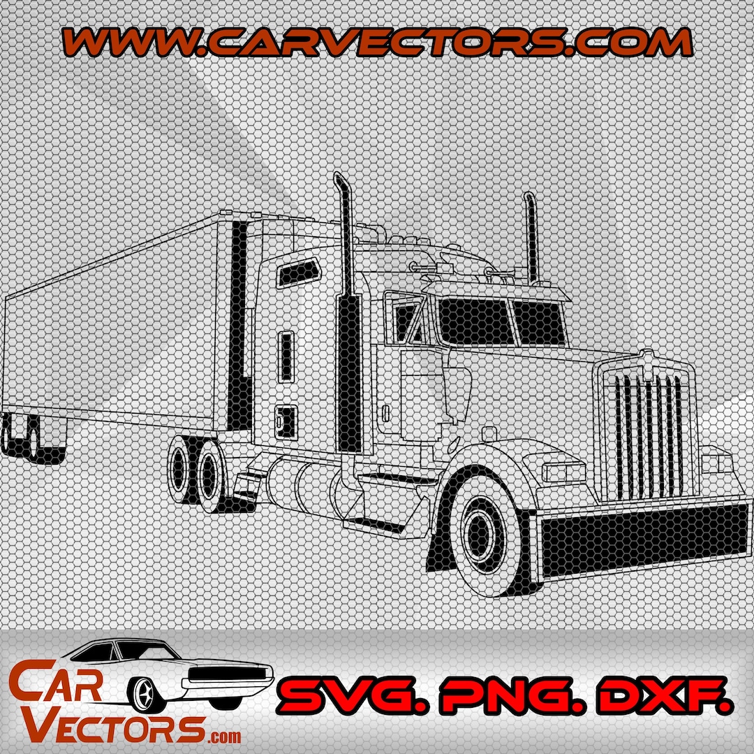 Kenworth W900 Sleeper SVG, Kenworth W900 Semi Truck PNG, Truck Vector ...