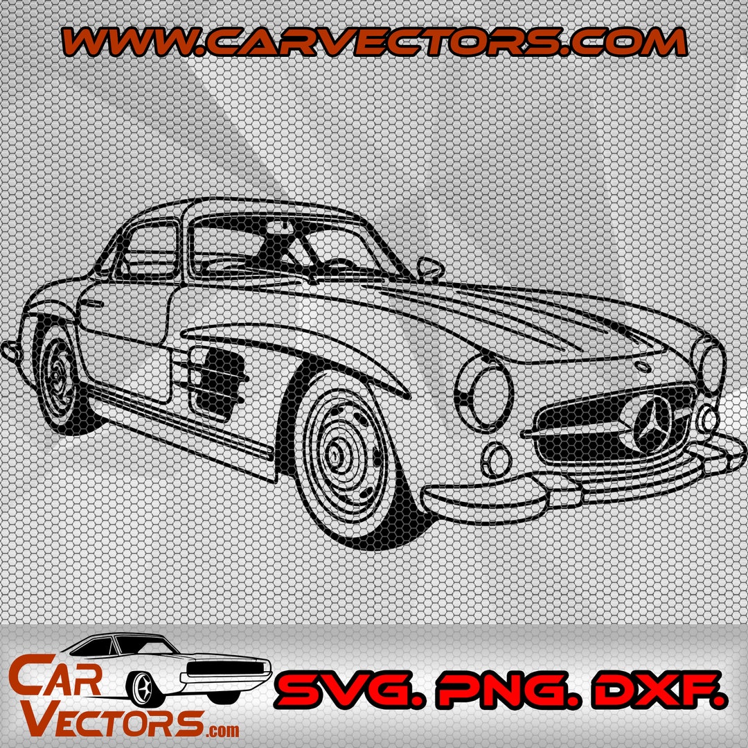 1955 Mercedes Gullwing Coupe SVG, Mercedes 300 Sel PNG, Vector Art ...