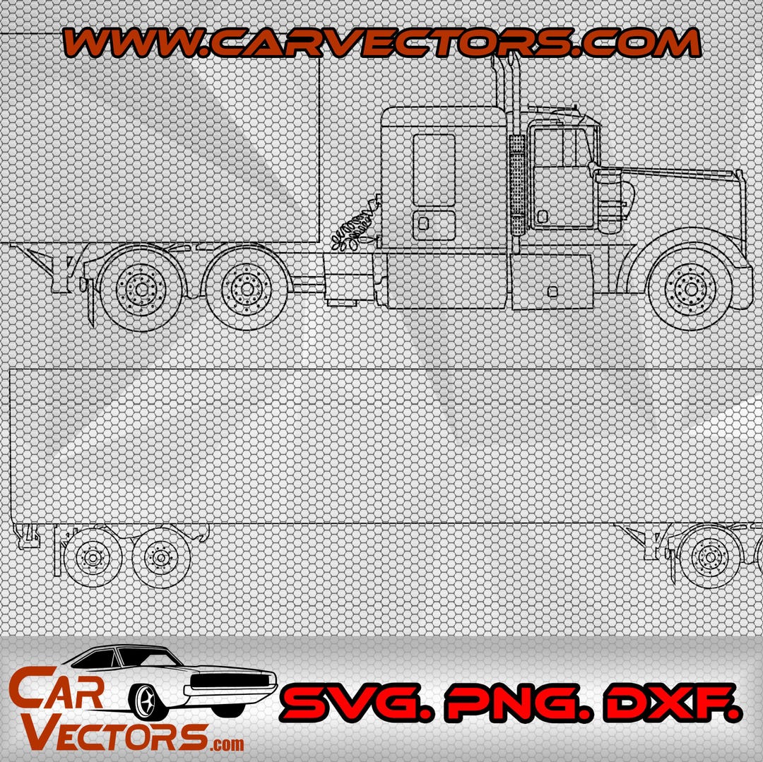 Kenworth W900 Sleeper Side View SVG, Kenworth W900 Truck PNG, Truck ...