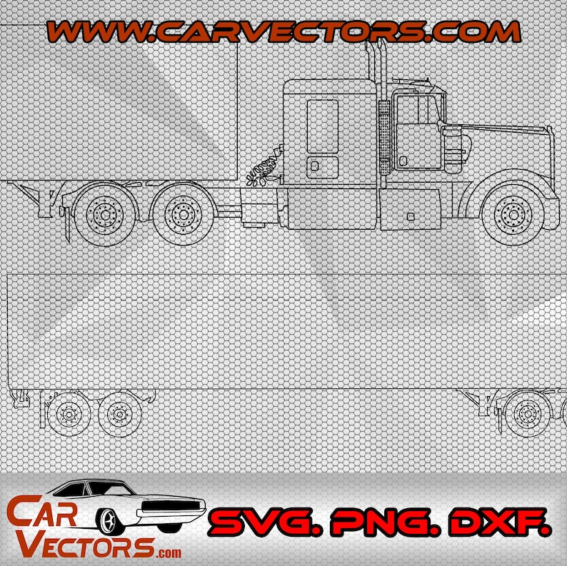 Kenworth W900 Sleeper Side View SVG, Kenworth W900 Truck PNG, Truck ...