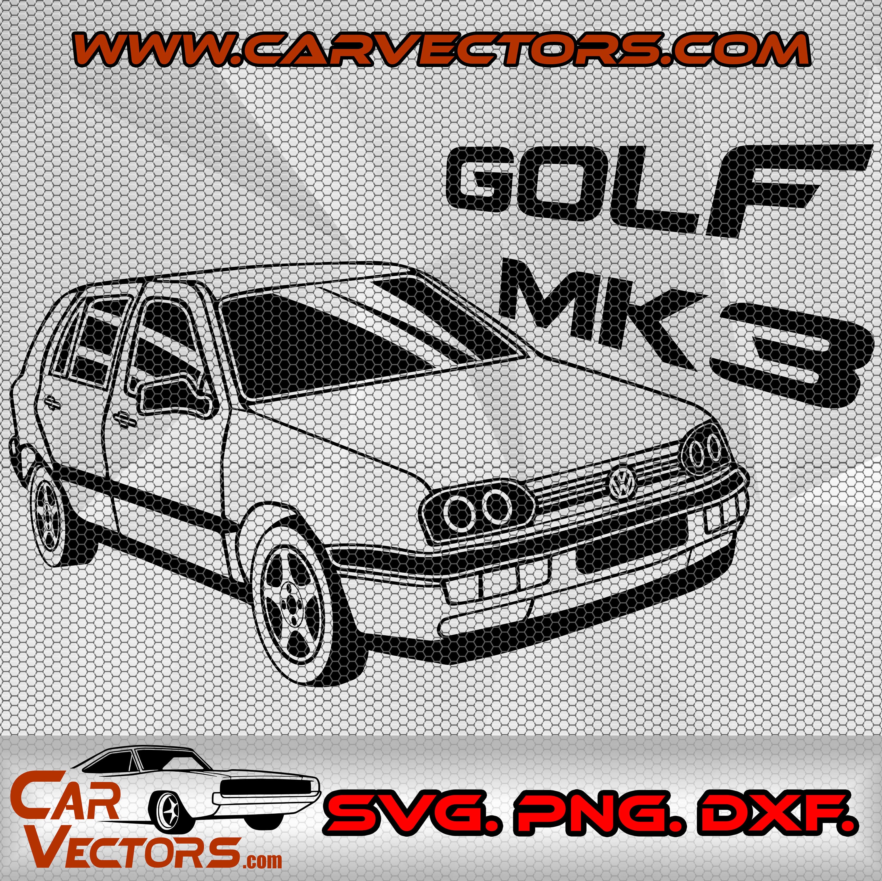 Volkswagen Golf III MK3 4 Door Hatchback SVG, Vw Golf 3 Png, Volkswagen ...