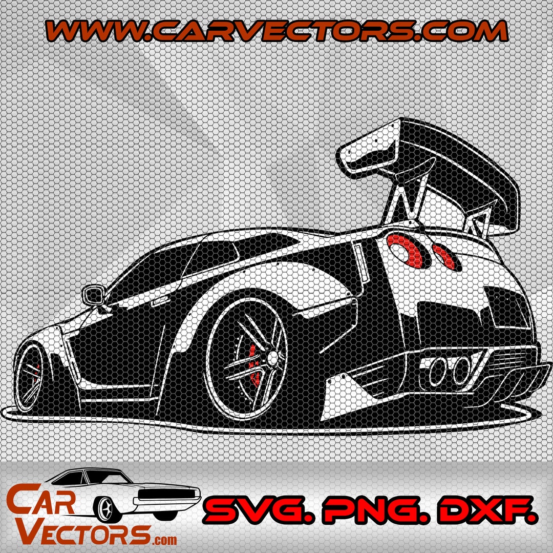 Nissan R35 Rear Side SVG, JDM Nissan Skyline R35 ,r35 Silhouette, R35 ...