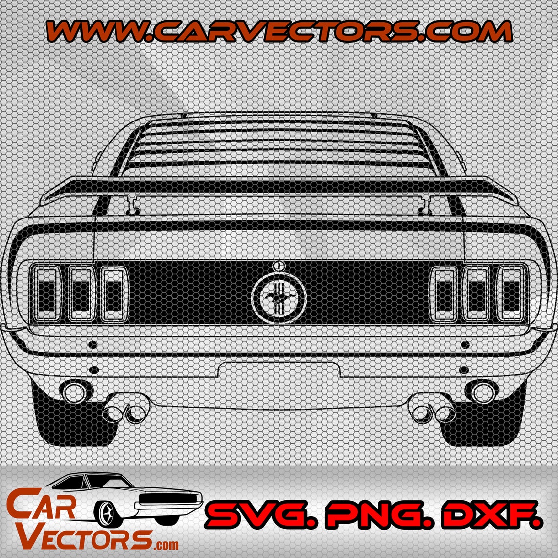 MUSTANG MACH 1 1969 Rear SVG, American Muscle, Mustang Png, Vector Art ...