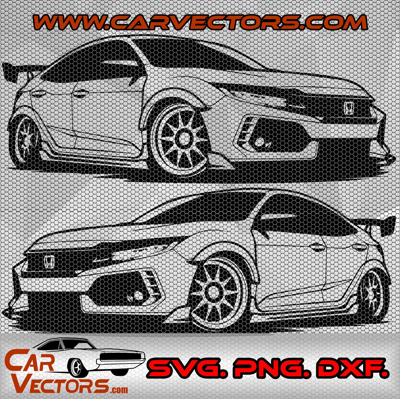 Honda Civic Type R 2022 JDM PNG SVG, Cut File, Drawing ,illustration ...