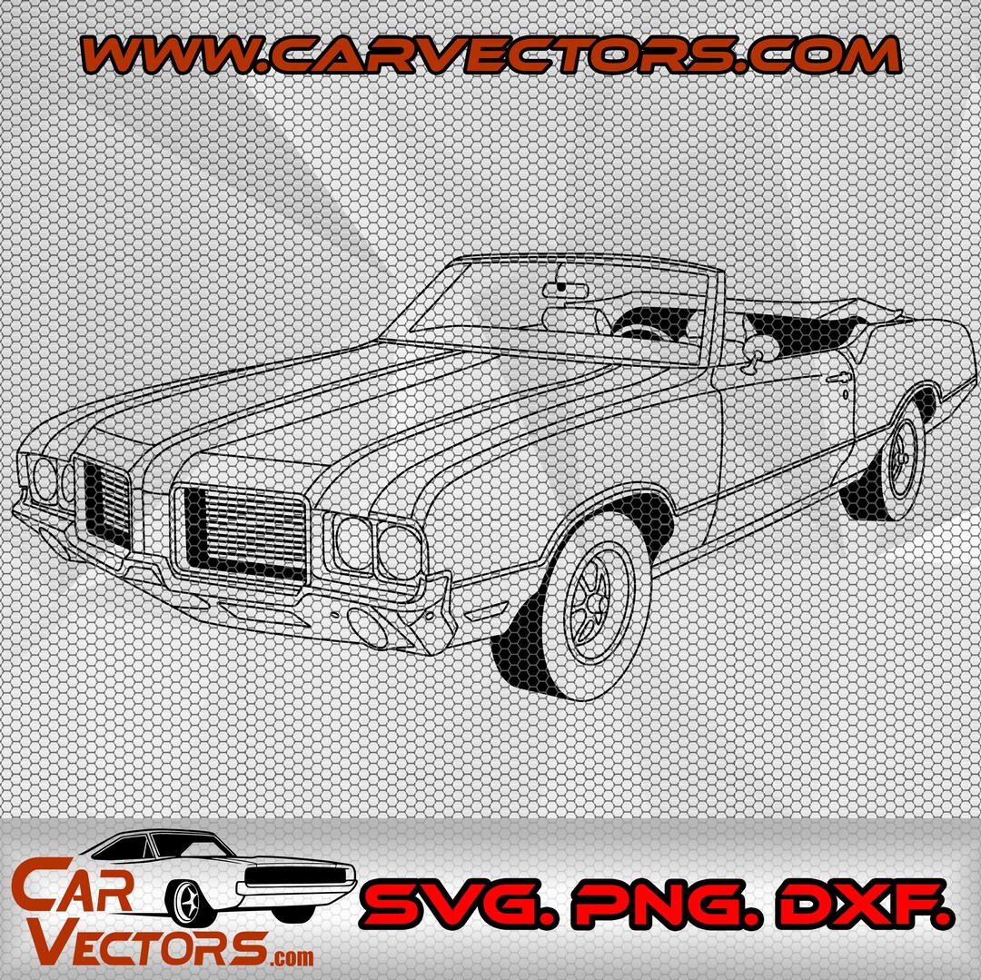 1972 Oldsmobile Cutlass Convertible SVG, 72 Olds Cutlass PNG, Vector ...