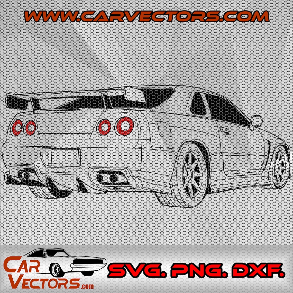 Nissan SKYLINE R34 Design SVG, Vector Art Illustration Drawing, Skyline ...