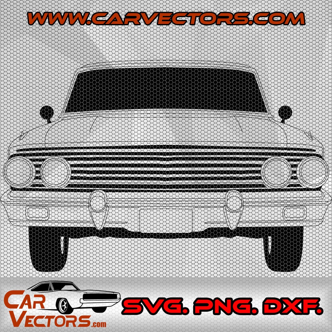 1964 Ford Galaxie 500 Fastback Front SVG , Ford Galaxie 500 1964 PNG ...