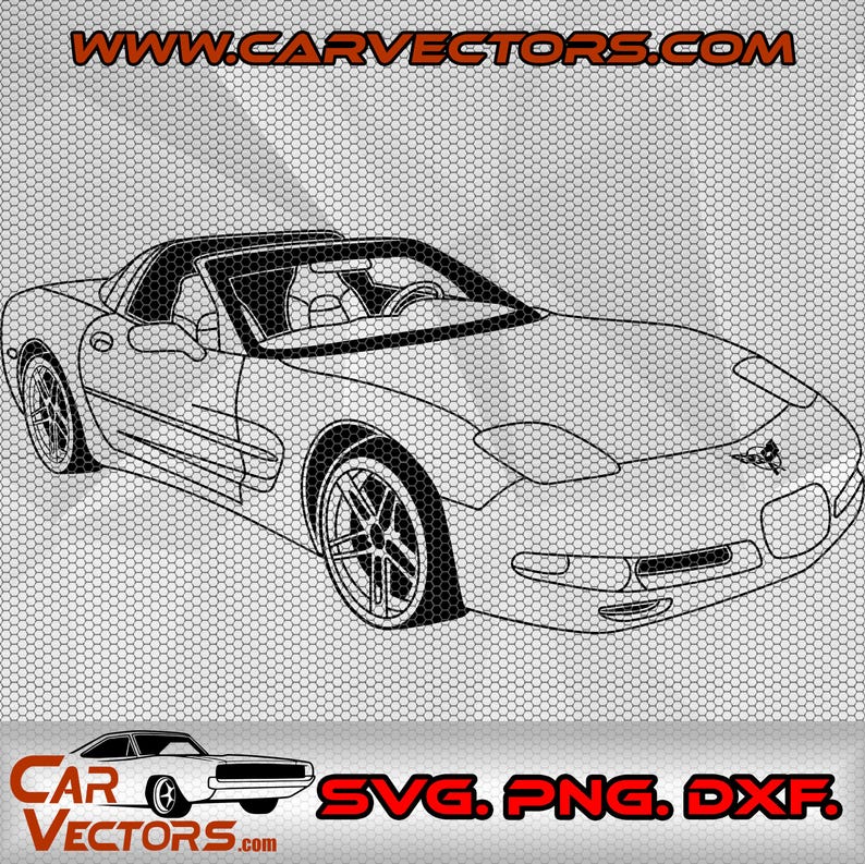 Chevrolet Corvette C5 SVG, Corvette C5 Vector, Illustration Drawing ...