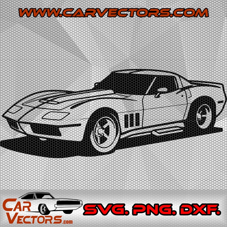 Chevrolet Corvette C3 Stingray 1968 SVG, C3 Stingray Vector ...