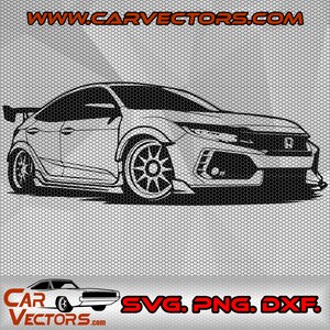 Honda Civic Type R 2022 JDM PNG SVG, Cut File, Drawing ,illustration ...