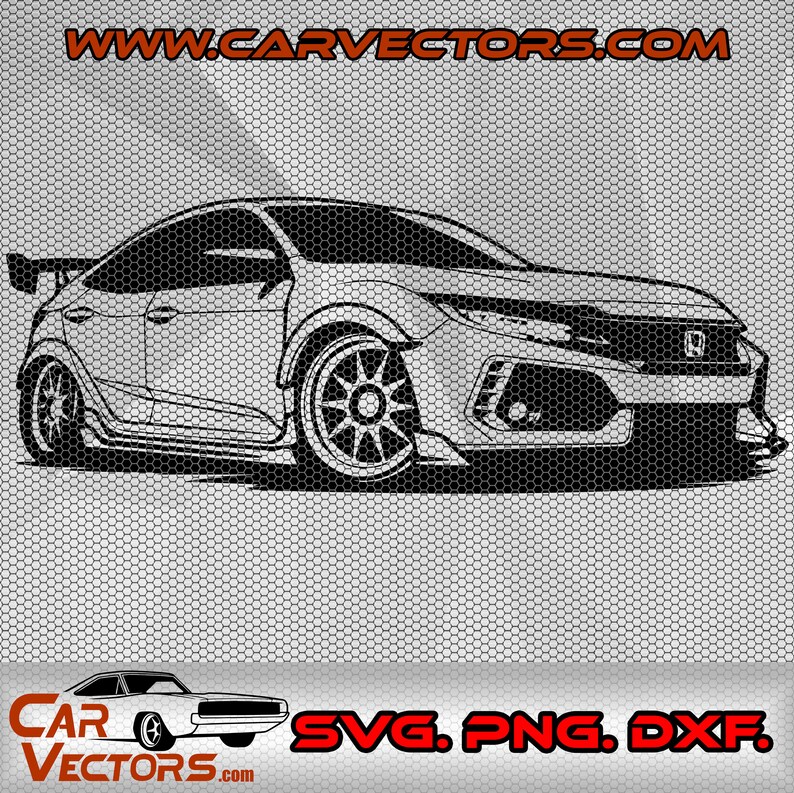 Honda Civic Type R 2022 JDM PNG SVG, Cut File, Drawing ,illustration ...